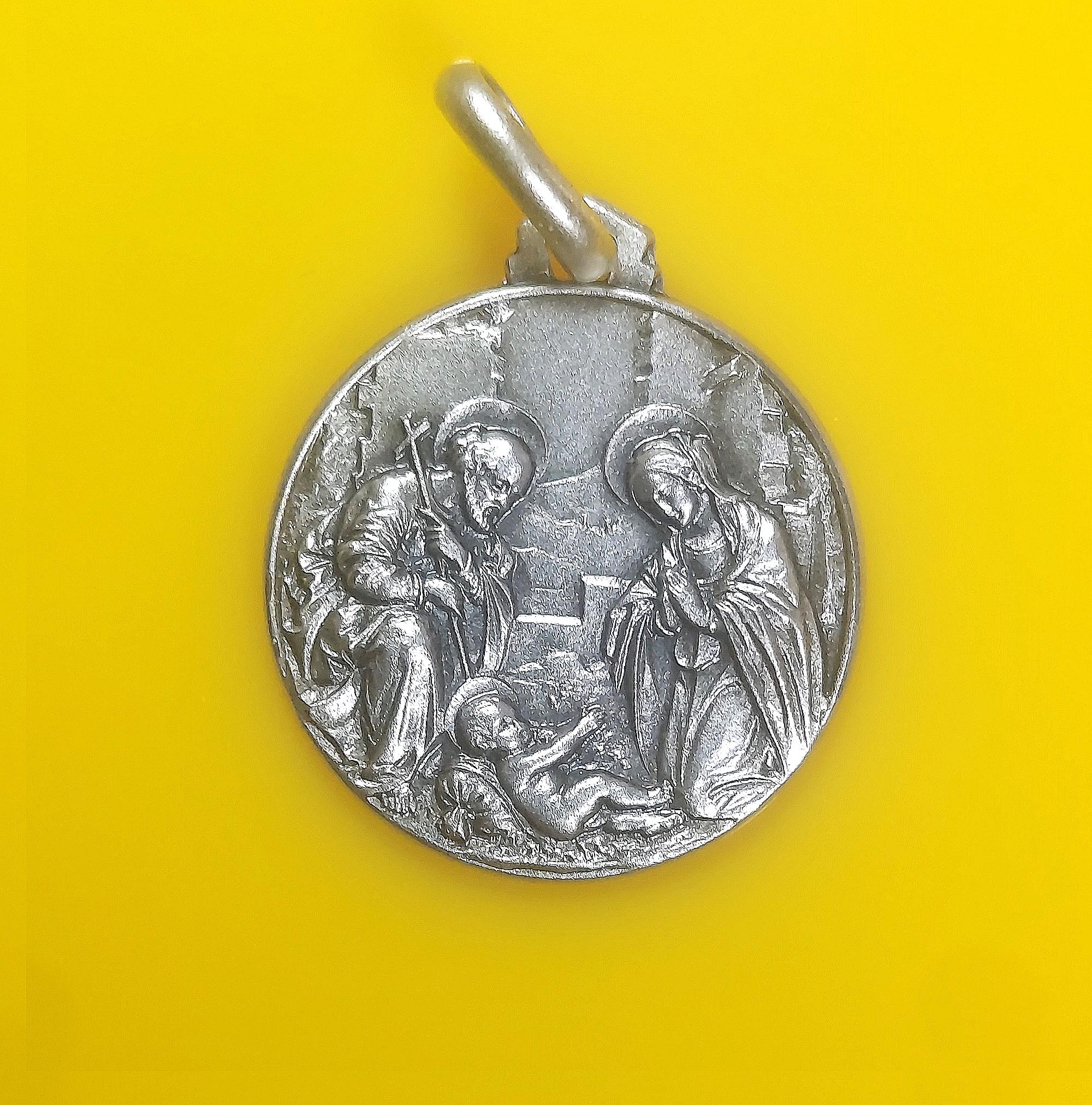 Birth of Jesus Medal 3D Design 925 Silver Pendant, Saint Catholic ...