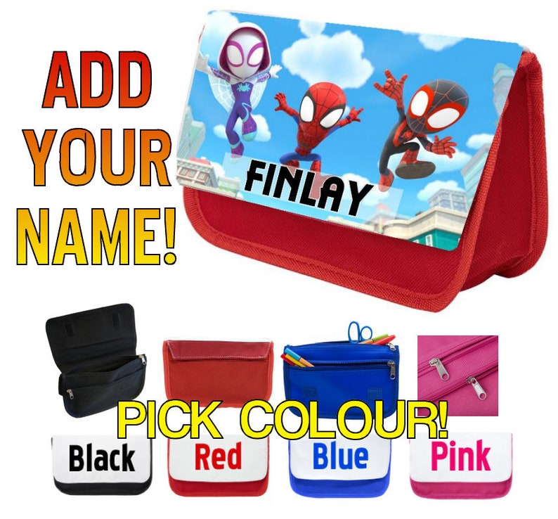 PERSONALISED (custom) Spidey Spiderman Cartoon Pencil Case Bag - School Kids Christmas Gift ...