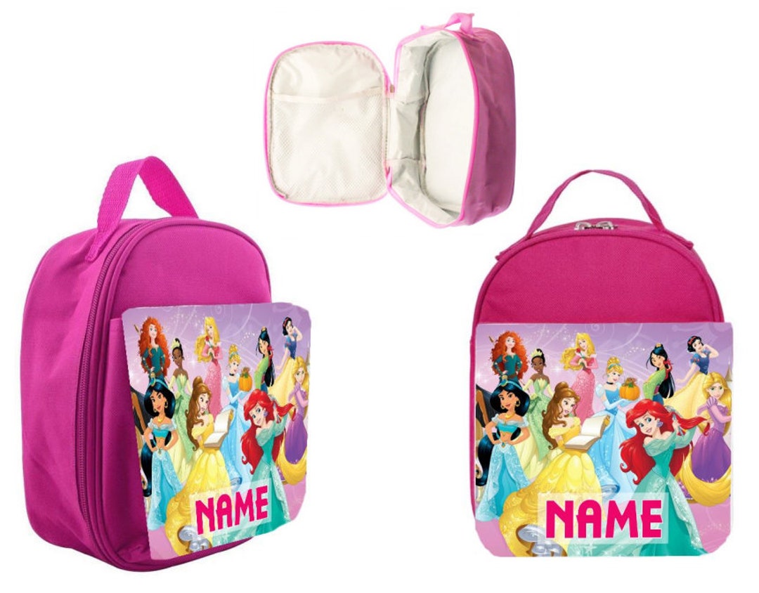 Personalised Princess Pink Kids Lunch Bag Any Name Childrens Girls ...