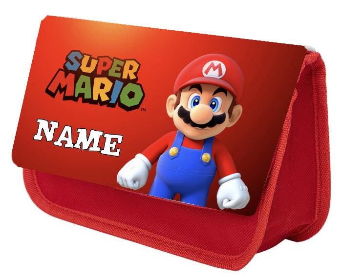 PERSONALISED (custom) Nintendo MARIO Pencil Case Bag - School Kids ...