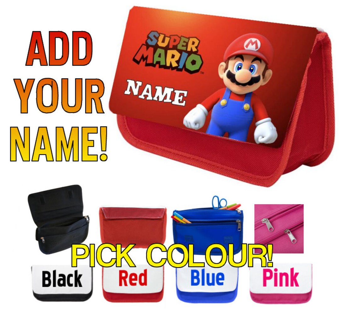 PERSONALISED (custom) Nintendo MARIO Pencil Case Bag - School Kids ...