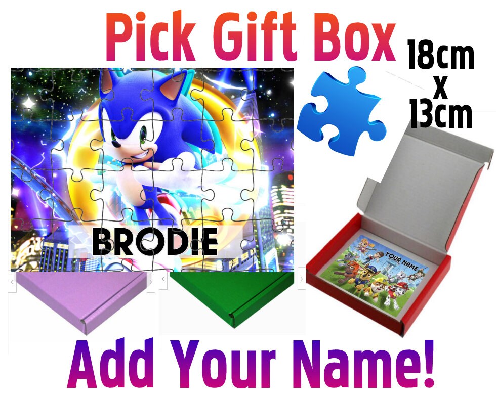 PERSONALISED Sonic the Hedgehog Jigsaw Puzzle - Add Custom Name - 18cm ...