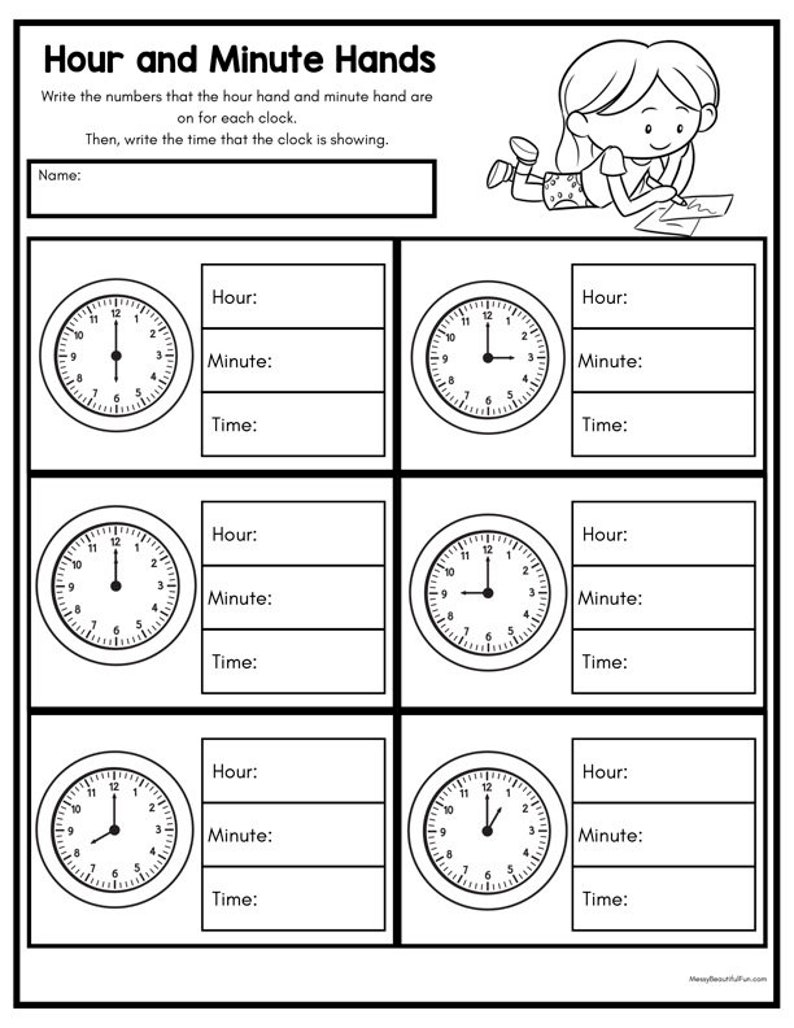 Telling Time Activities for Kids, Preschool Printables Sheets, Hour and ...
