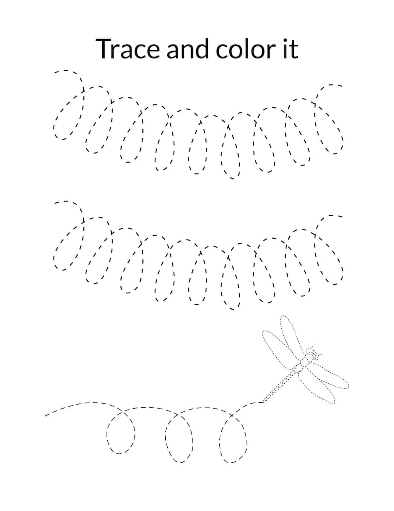 Tracing and Coloring Worksheets, Fine Motor Skills, Preschool ...