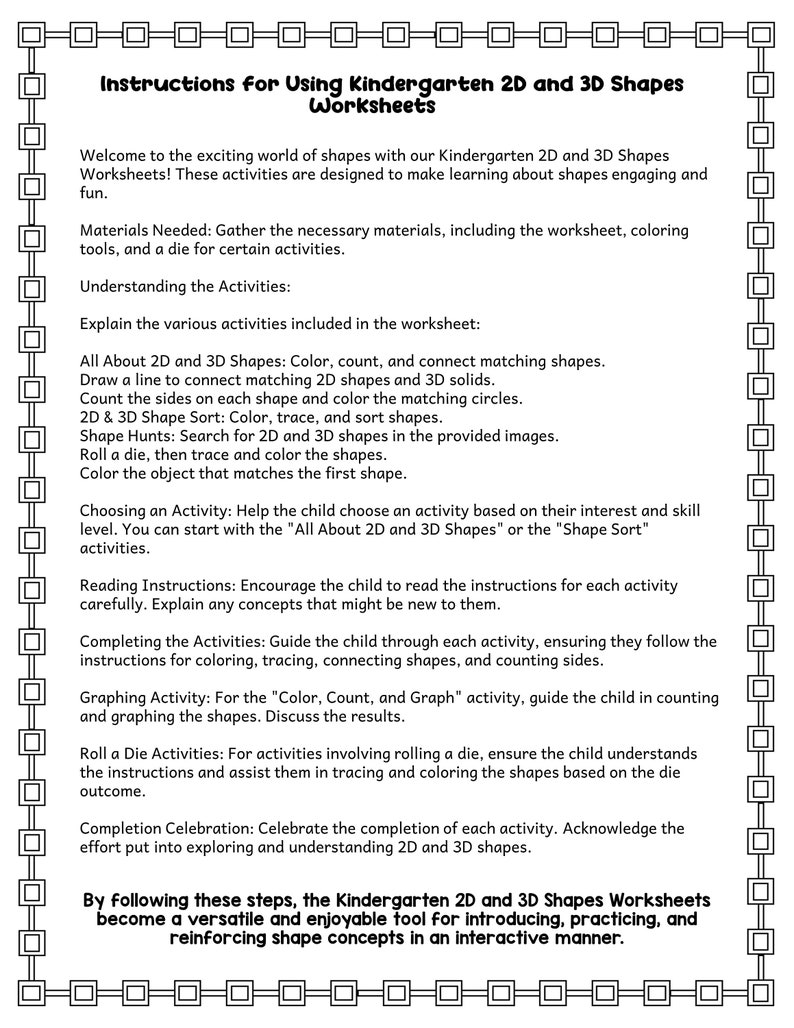 Kindergarten 2D 3D Shapes Activities, Toddler Learning Printables ...