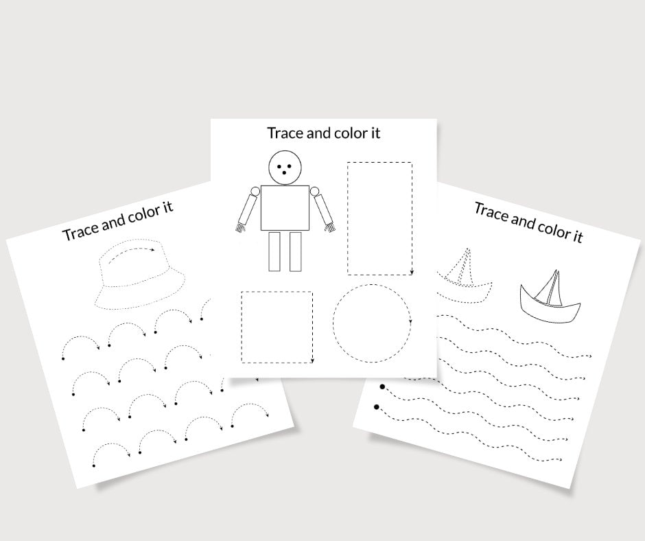Tracing and Coloring Worksheets, Fine Motor Skills, Preschool ...