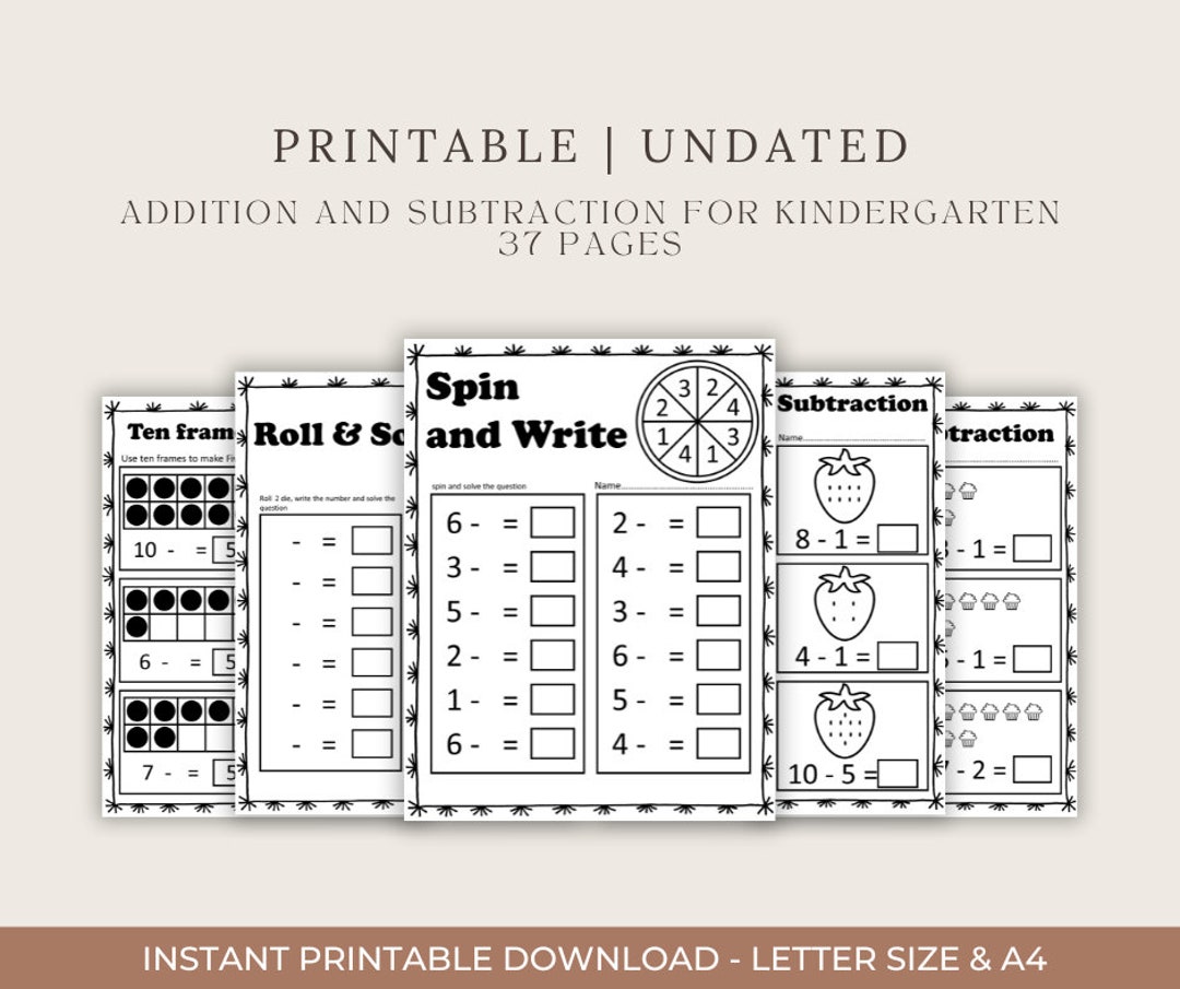 Kindergarten Math Activities, Addition and Subtraction, Preschool ...
