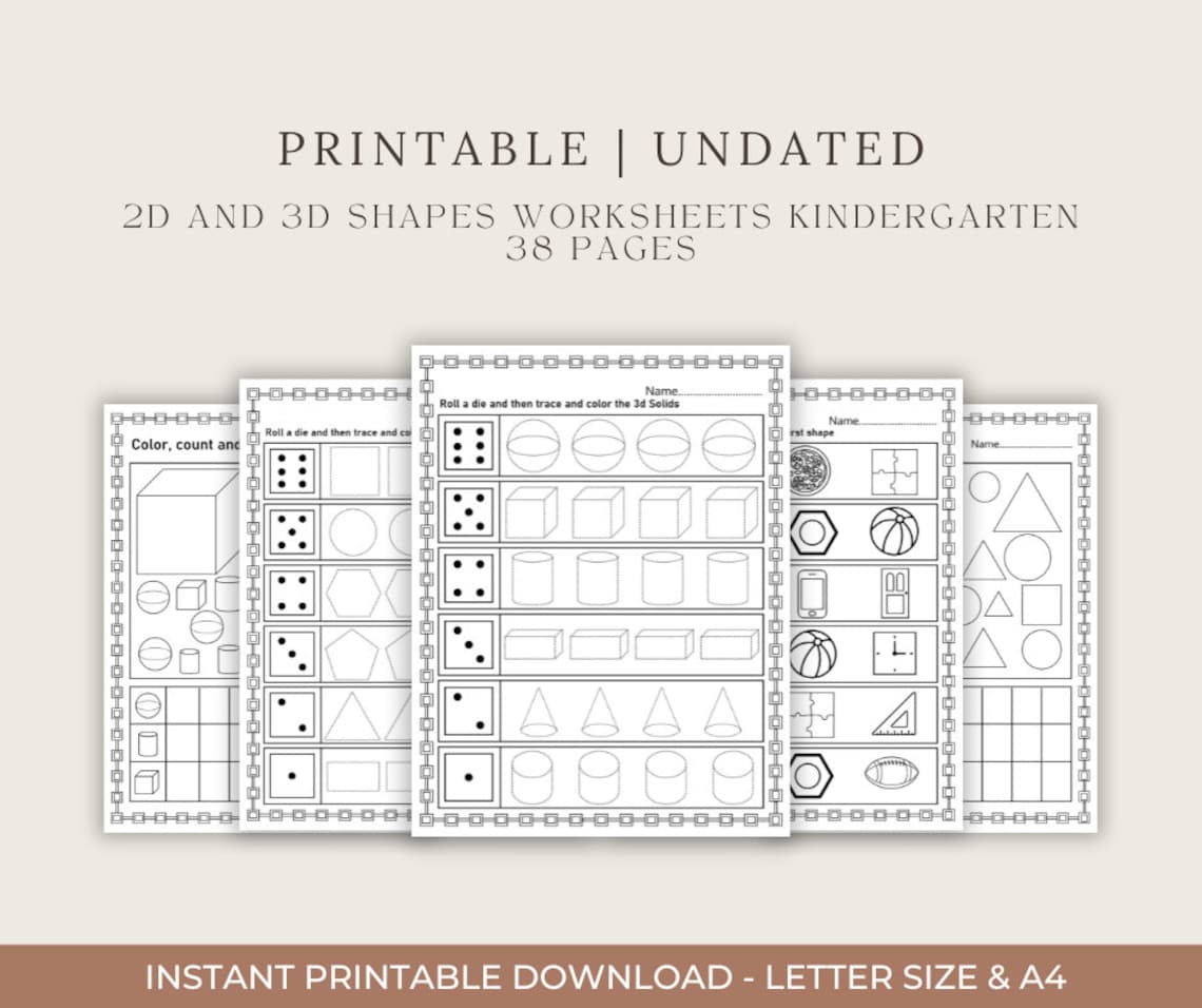 Kindergarten 2D 3D Shapes Activities, Toddler Learning Printables ...