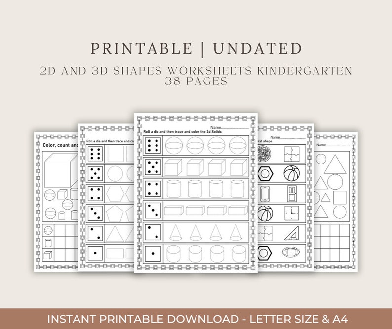 Kindergarten 2D 3D Shapes Activities, Toddler Learning Printables ...