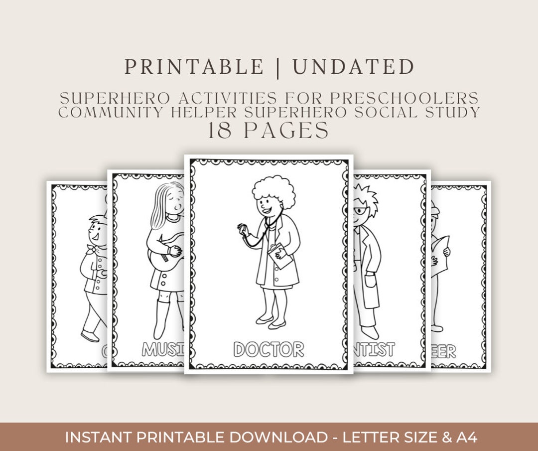 Community Helper Superhero Worksheets, Preschool Printables, Social ...