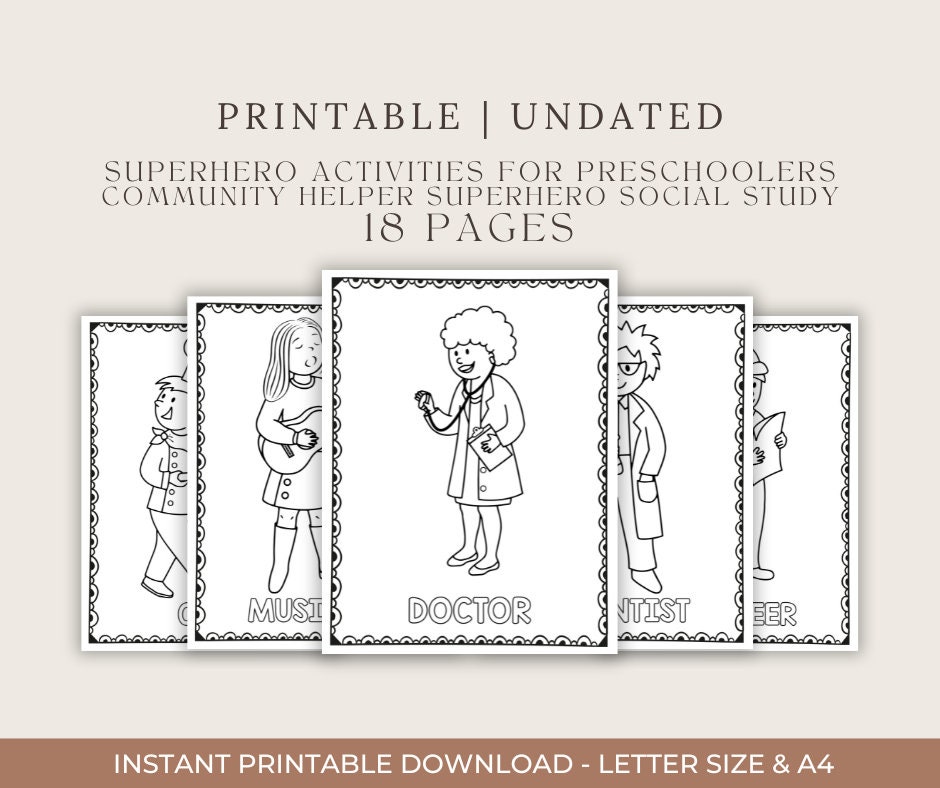 Community Helper Superhero Worksheets, Preschool Printables, Social ...