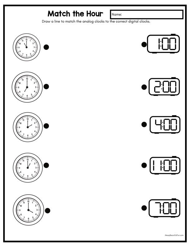 Telling Time Activities for Kids, Preschool Printables Sheets, Hour and ...
