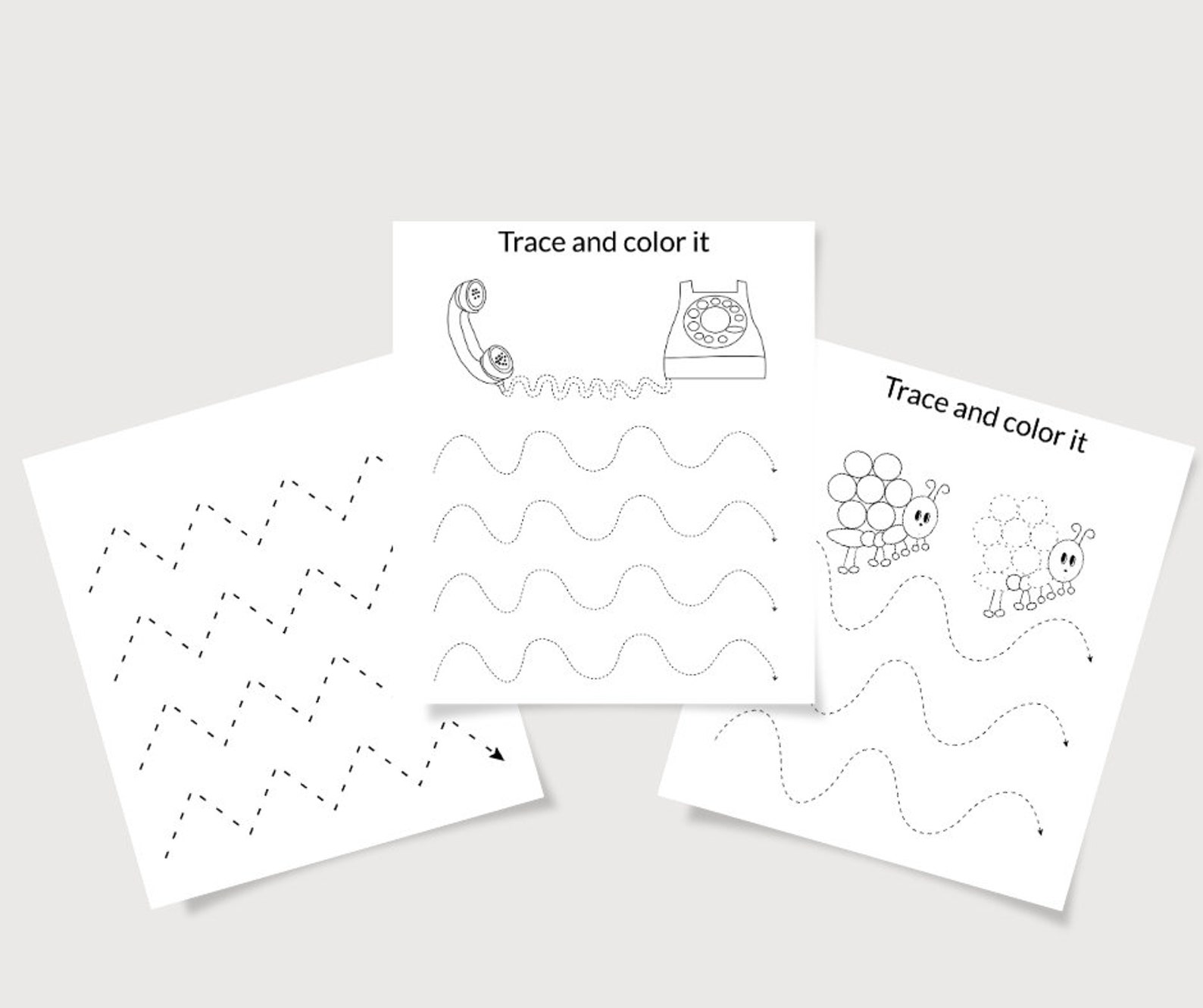 Tracing and Coloring Worksheets, Fine Motor Skills, Preschool ...