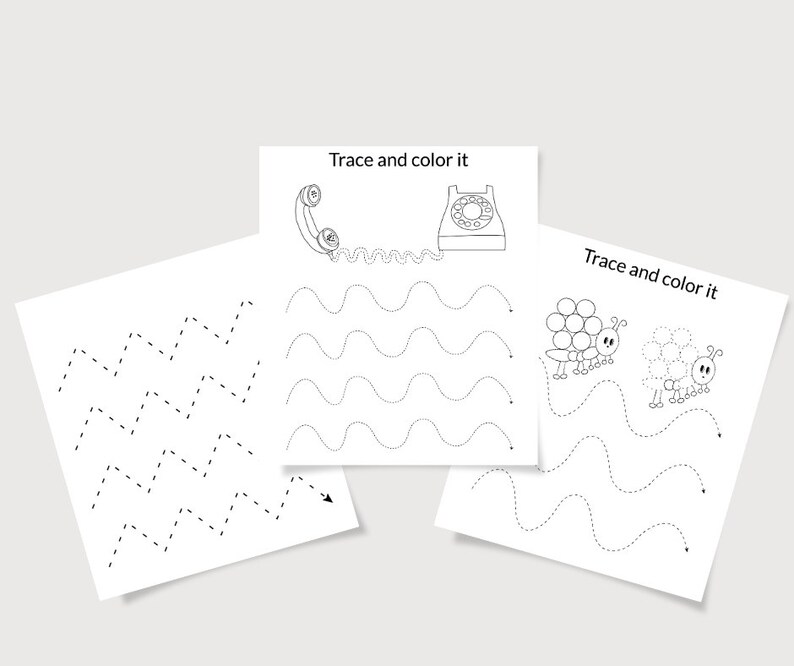 Tracing and Coloring Worksheets, Fine Motor Skills, Preschool ...