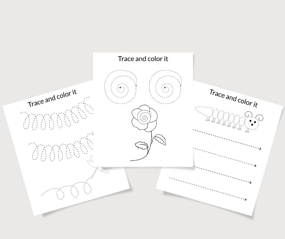 Tracing and Coloring Worksheets, Fine Motor Skills, Preschool ...