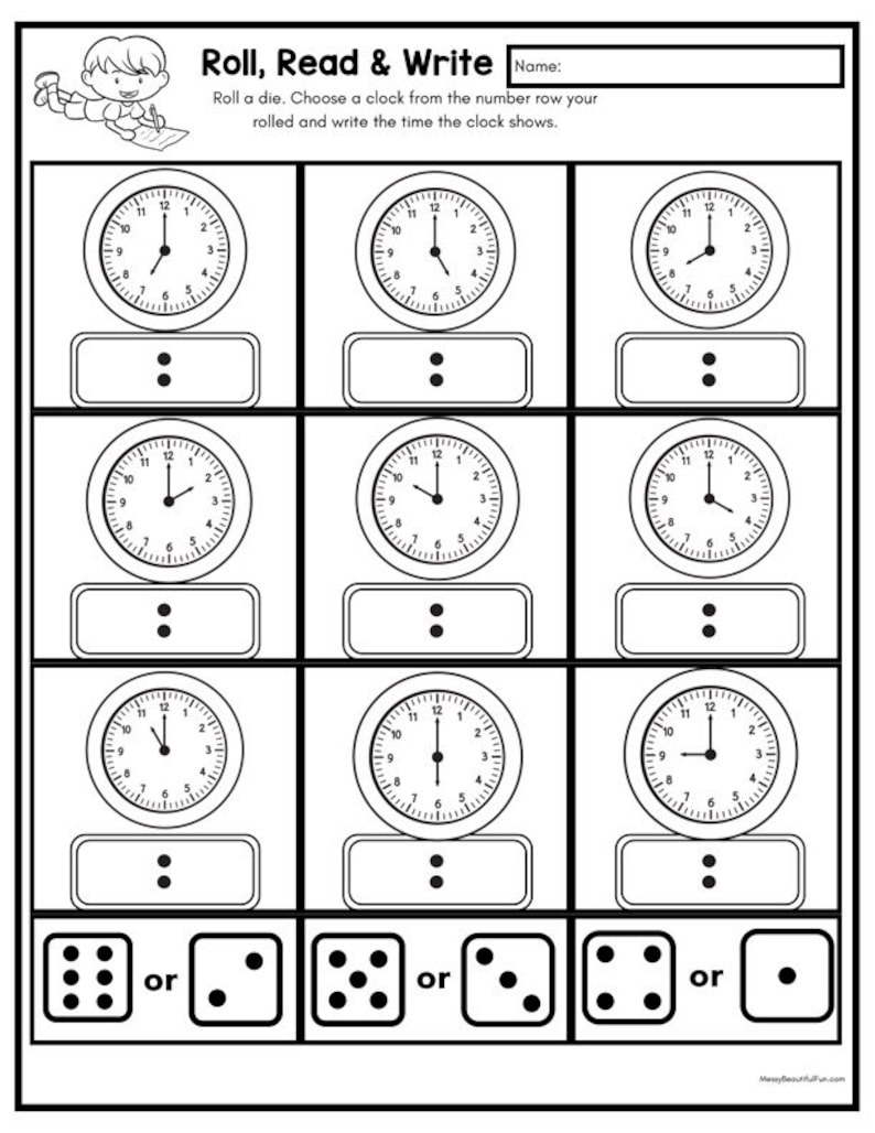 Telling Time Activities for Kids, Preschool Printables Sheets, Hour and ...