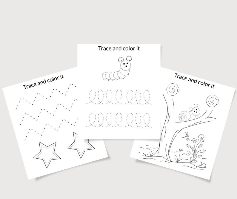 Tracing and Coloring Worksheets, Fine Motor Skills, Preschool ...