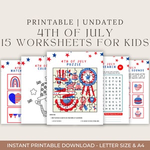 4th of July Worksheets, Independence Day Activities, Patriotic Kid's ...