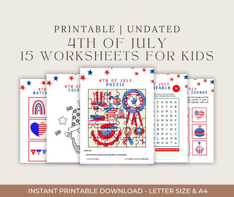 4th of July Worksheets, Independence Day Activities, Patriotic Kid's ...