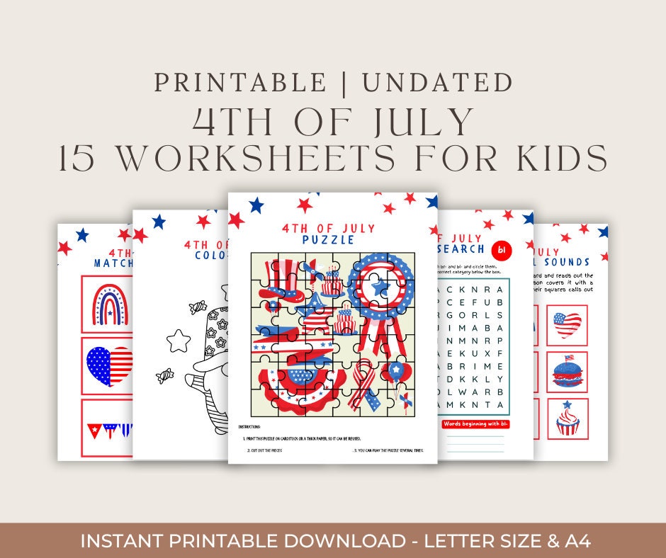 4th of July Worksheets, Independence Day Activities, Patriotic Kid's ...