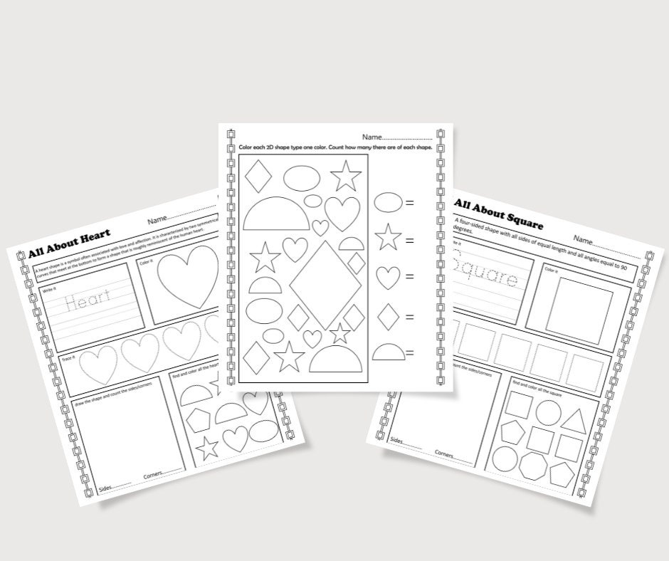 Kindergarten 2D 3D Shapes Activities, Toddler Learning Printables ...