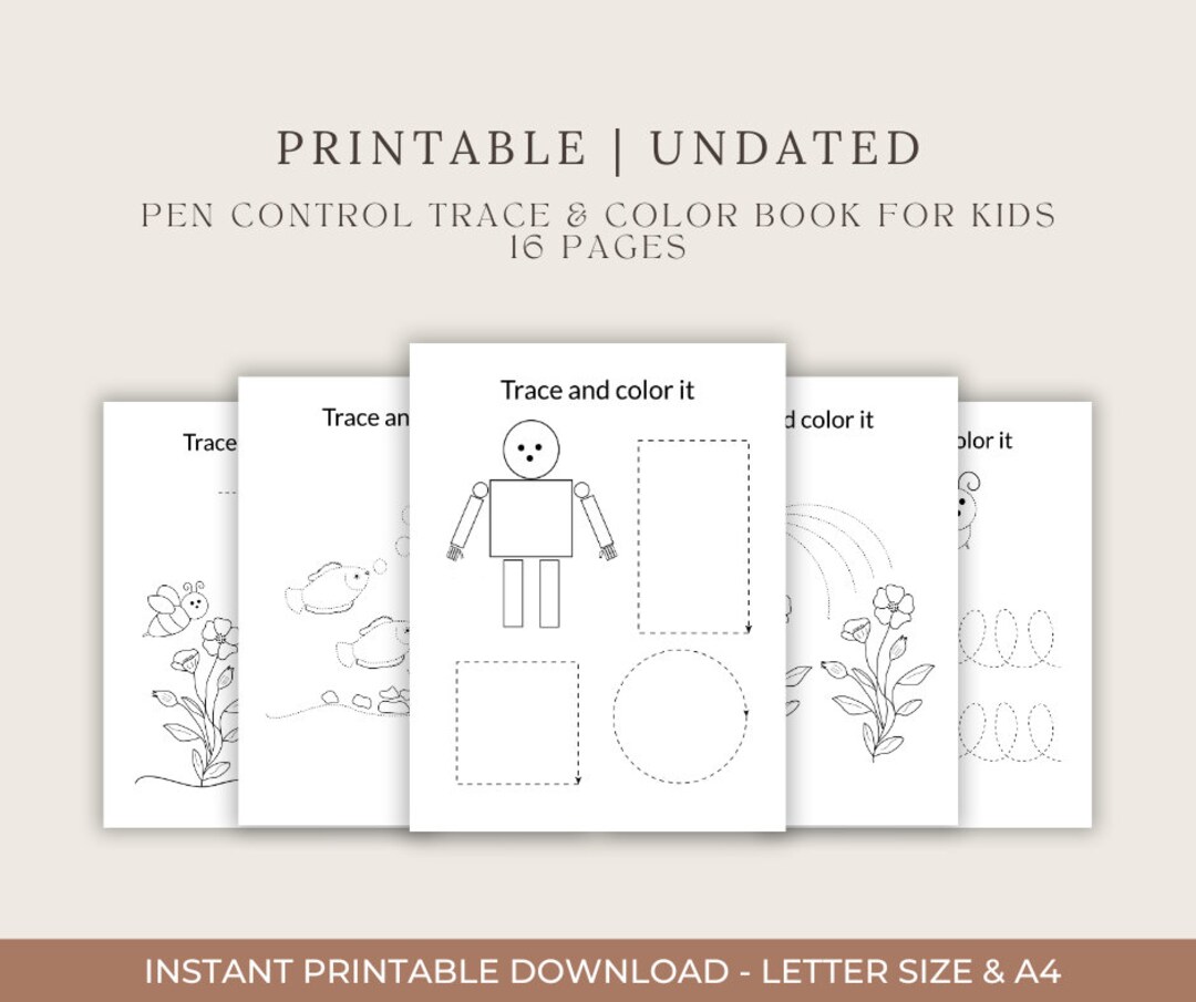 Tracing and Coloring Worksheets, Fine Motor Skills, Preschool ...