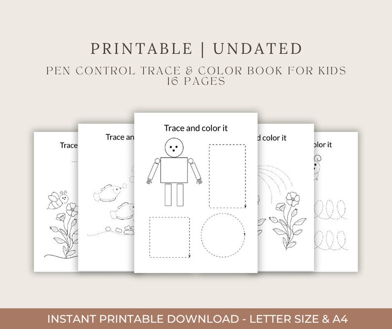 Tracing and Coloring Worksheets, Fine Motor Skills, Preschool ...