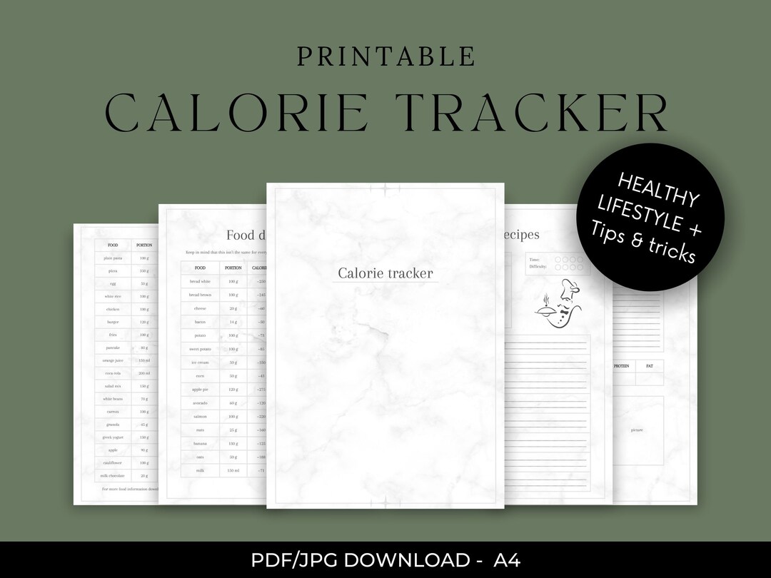 Calorie Tracker / Printable / Healthy Lifestyle / Digital - Etsy