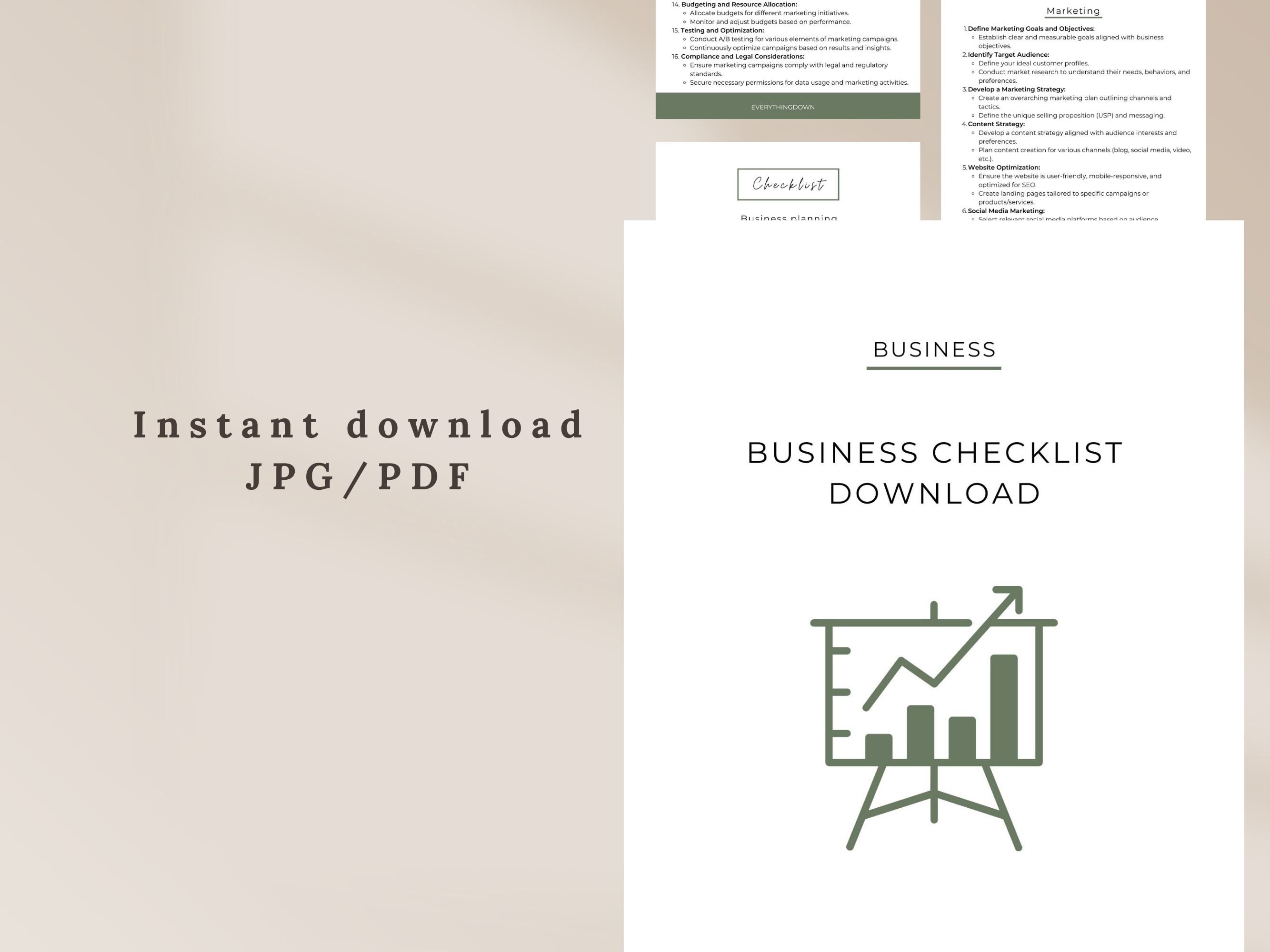 Business Checklist, Printable, Start-up, Small Business, Money, - Etsy