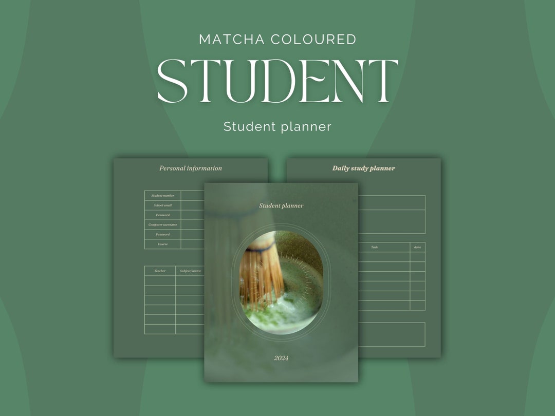 Student Planner, Matcha, Aesthetic, Reference Tracker, Grades, Tracker ...