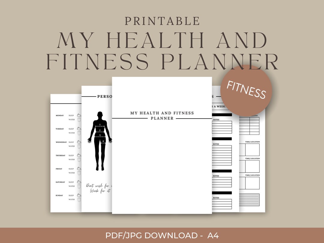 My Health and Fitness Planner, Fitness, Printable, Calories, Tracker ...