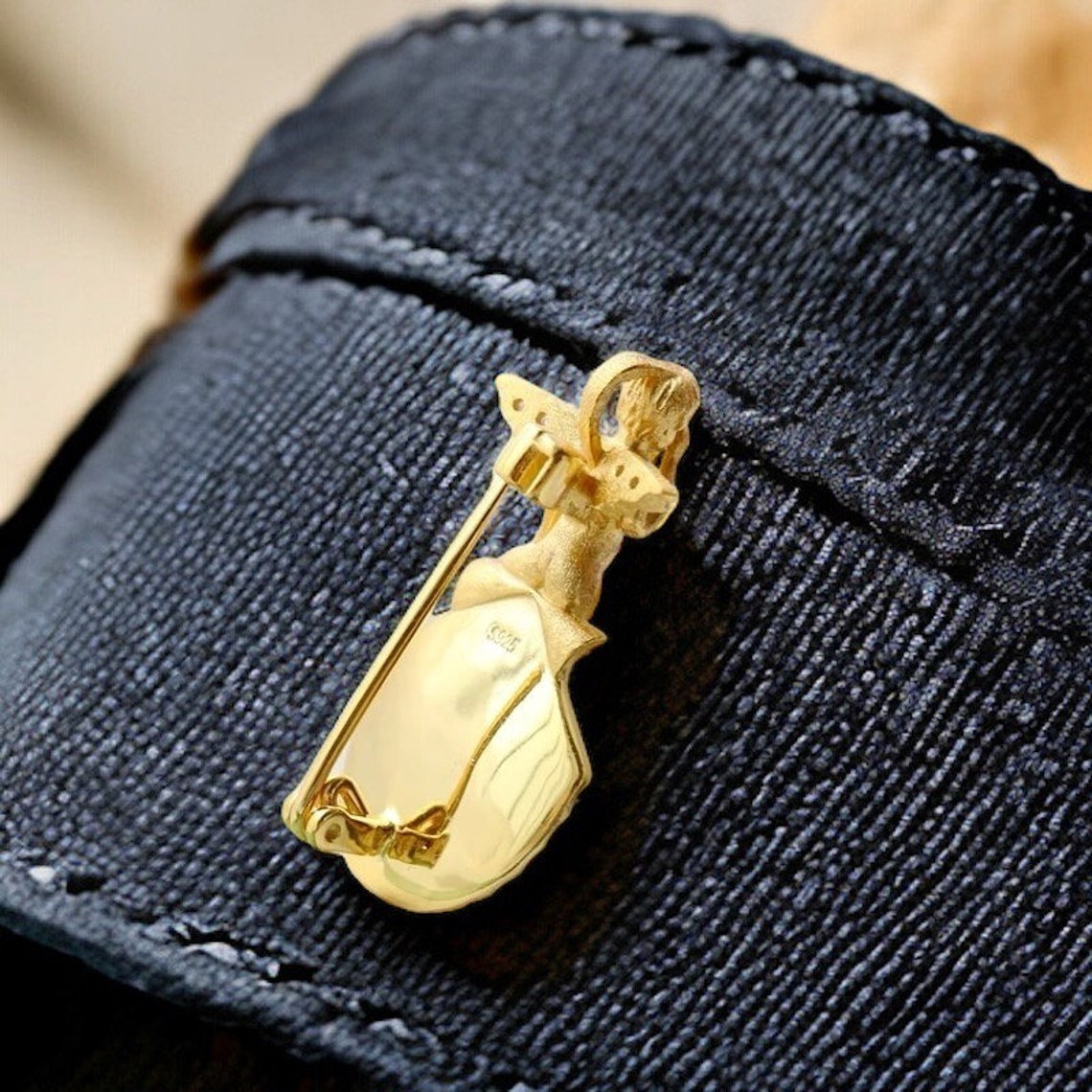 Sterling Silver Angel on Seashell Brooch With 18K Gold Plating and ...