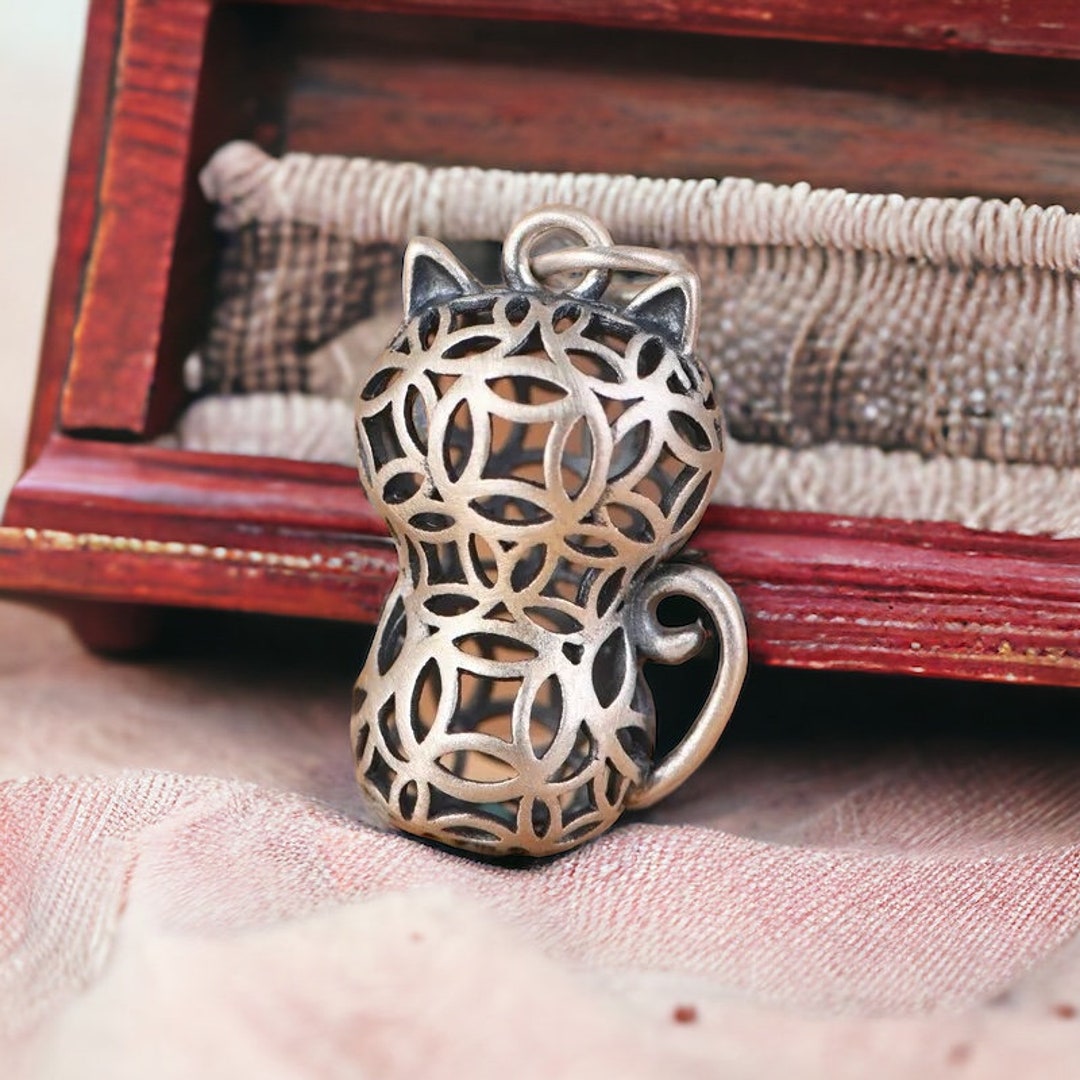 Sterling Silver 925 Cat Pendant, Cute, Whimsical, Handcrafted, Unique ...