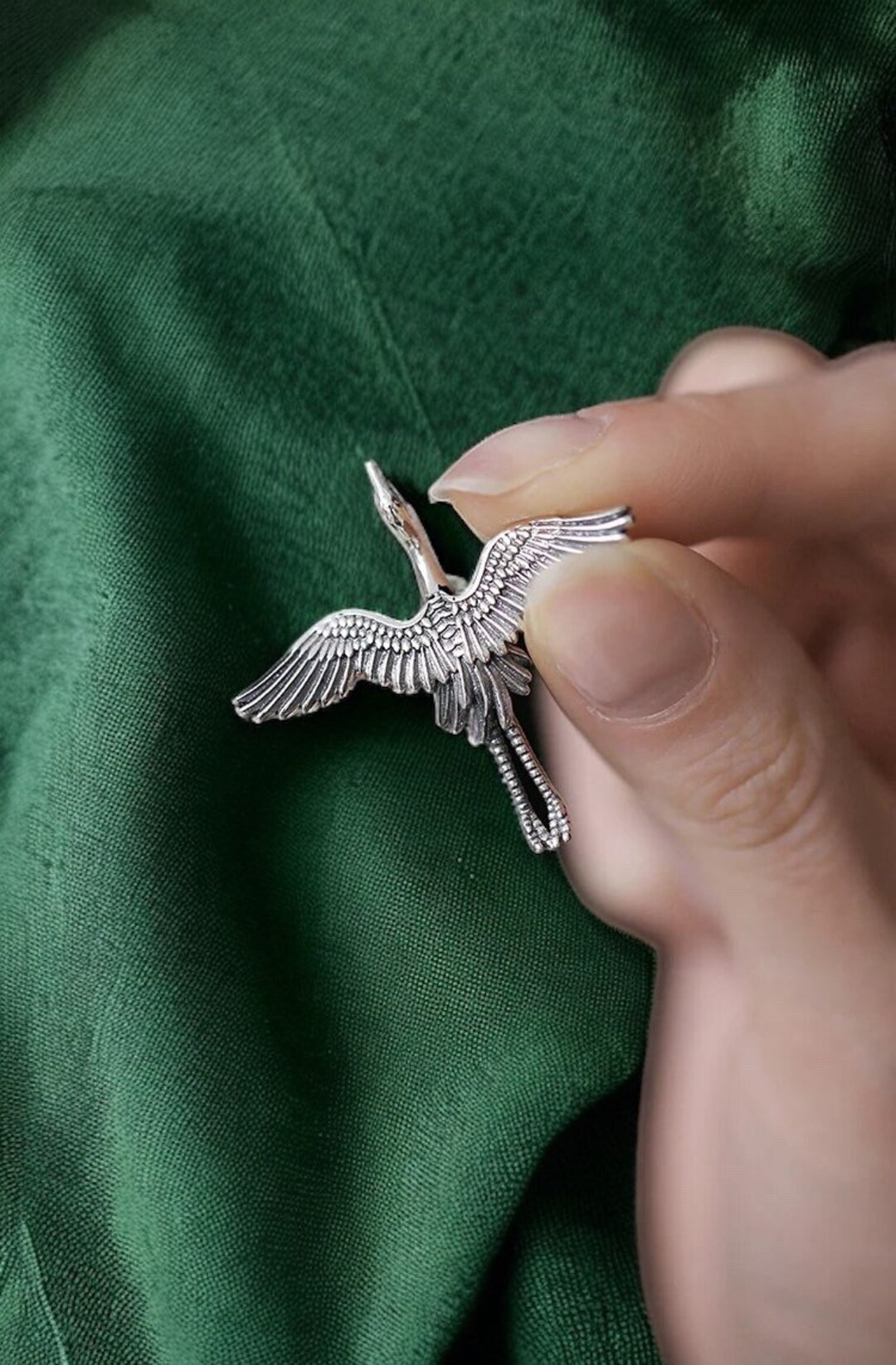 Sterling Silver 925 Crane Brooch, Women Silver Jewelry, Birthday Gift ...