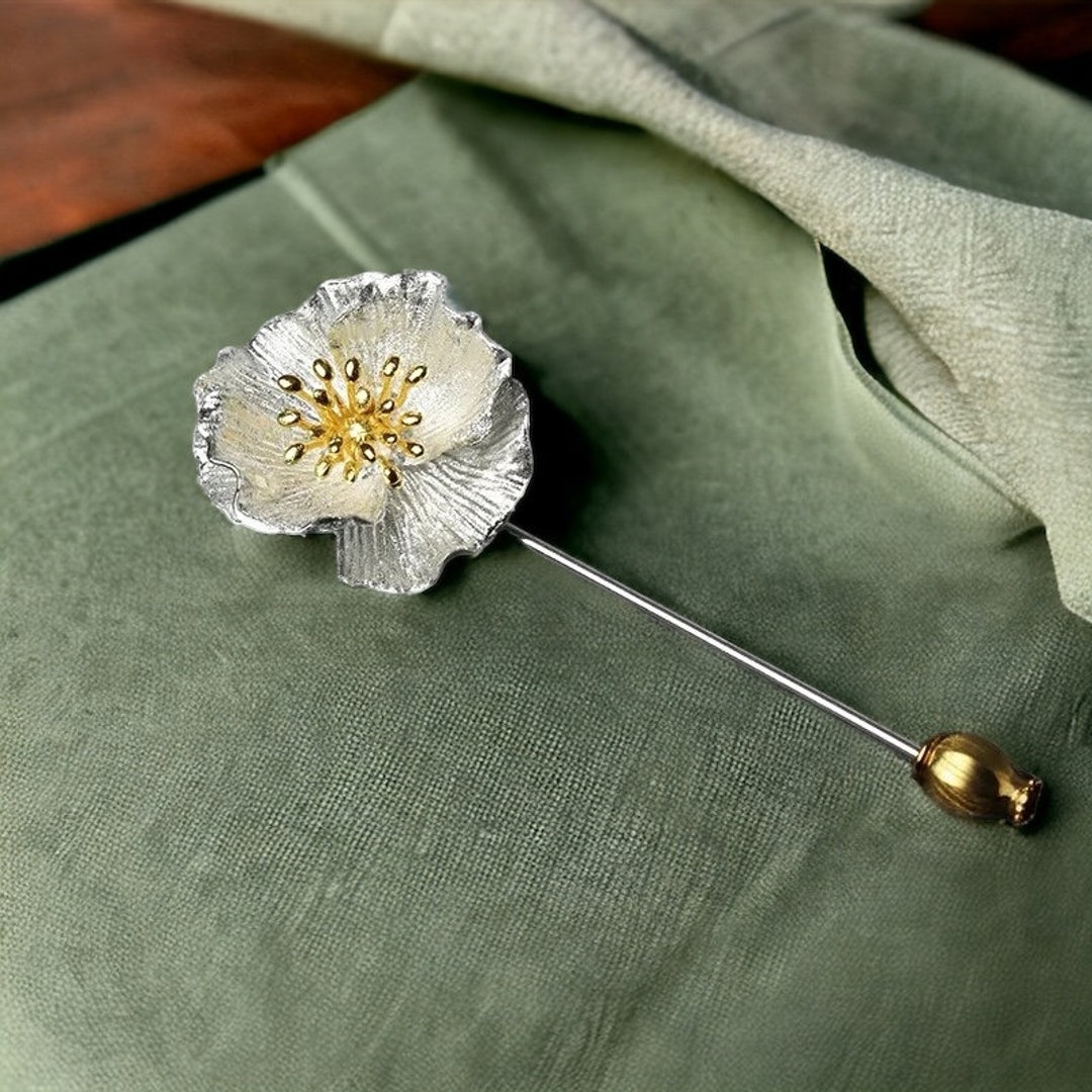 Sterling Silver 925 Flower Brooch , Women Jewelry, Sterling Silver ...