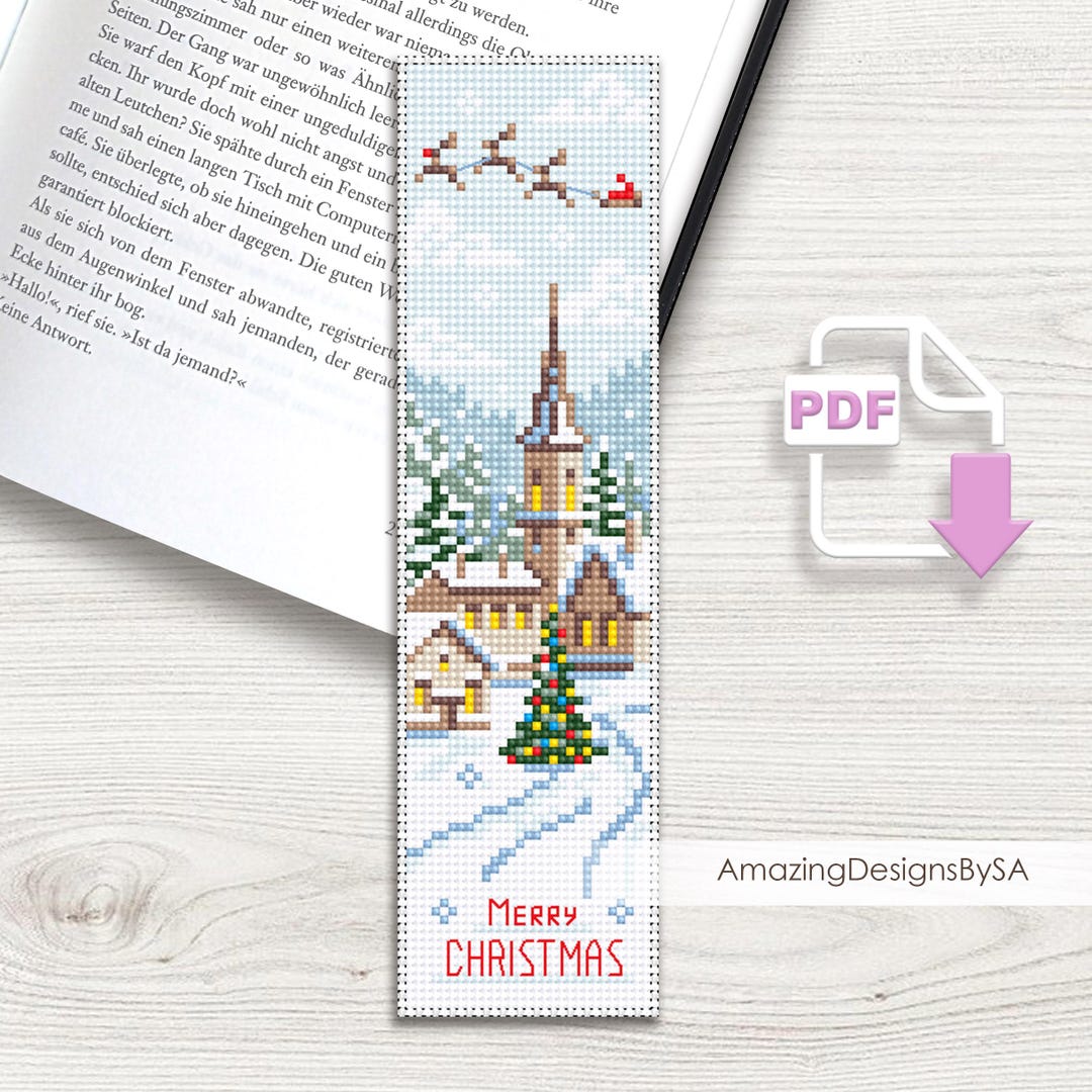 Merry Christmas Bookmark Cross Stitch Pattern PDF Download Christmas ...