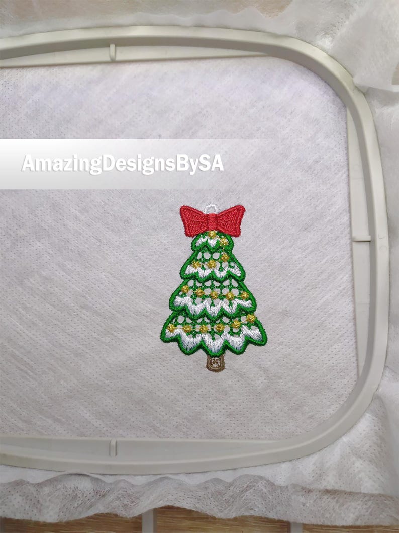FSL Christmas Tree Bow Earrings Machine Embroidery Design Download ...