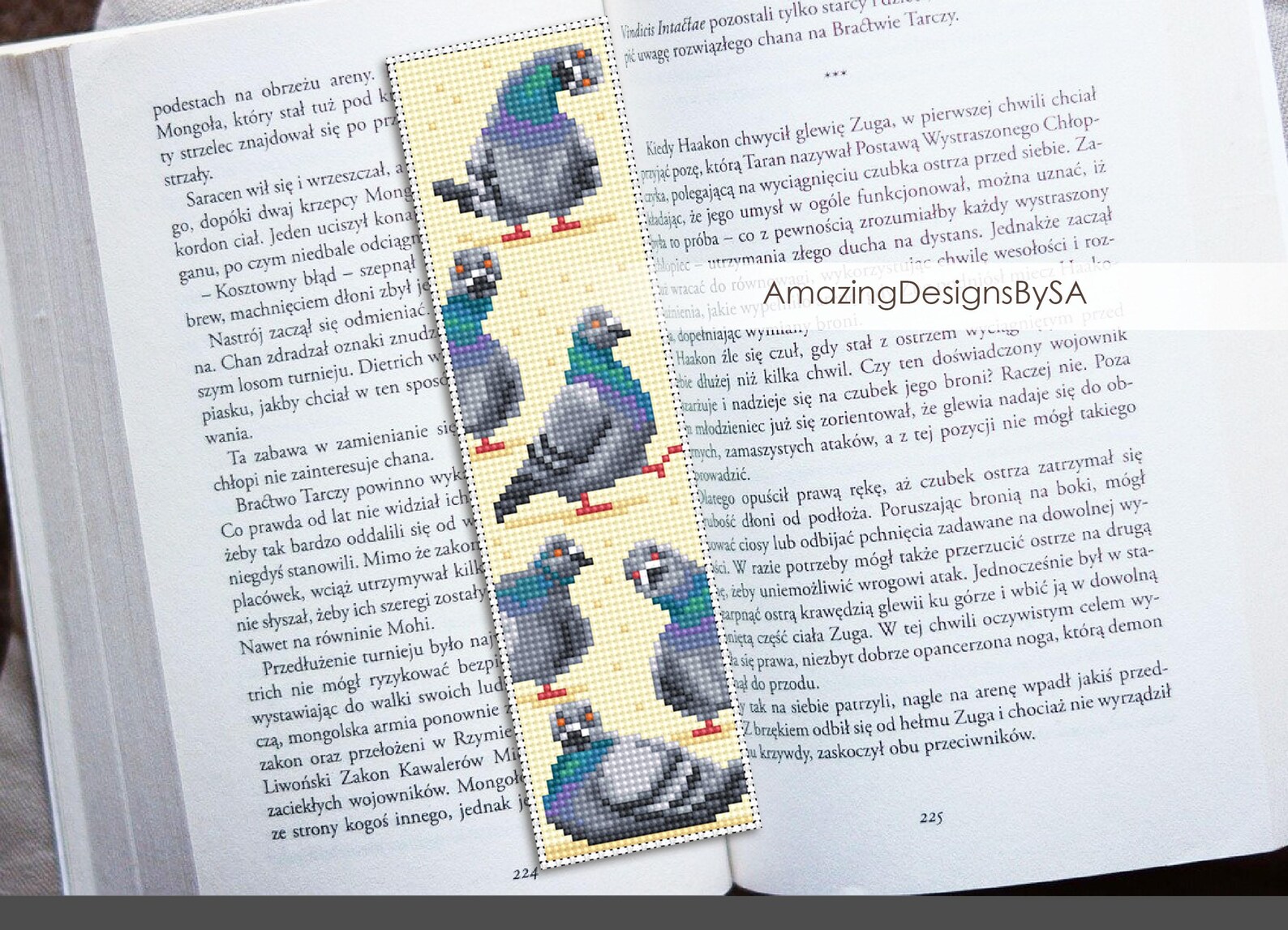 Funny Pigeon Bookmark Cross Stitch Pattern PDF Download Small Pigeons ...