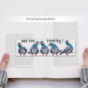 Funny Pigeon Bookmark Cross Stitch Pattern PDF Download Mini Pigeons ...