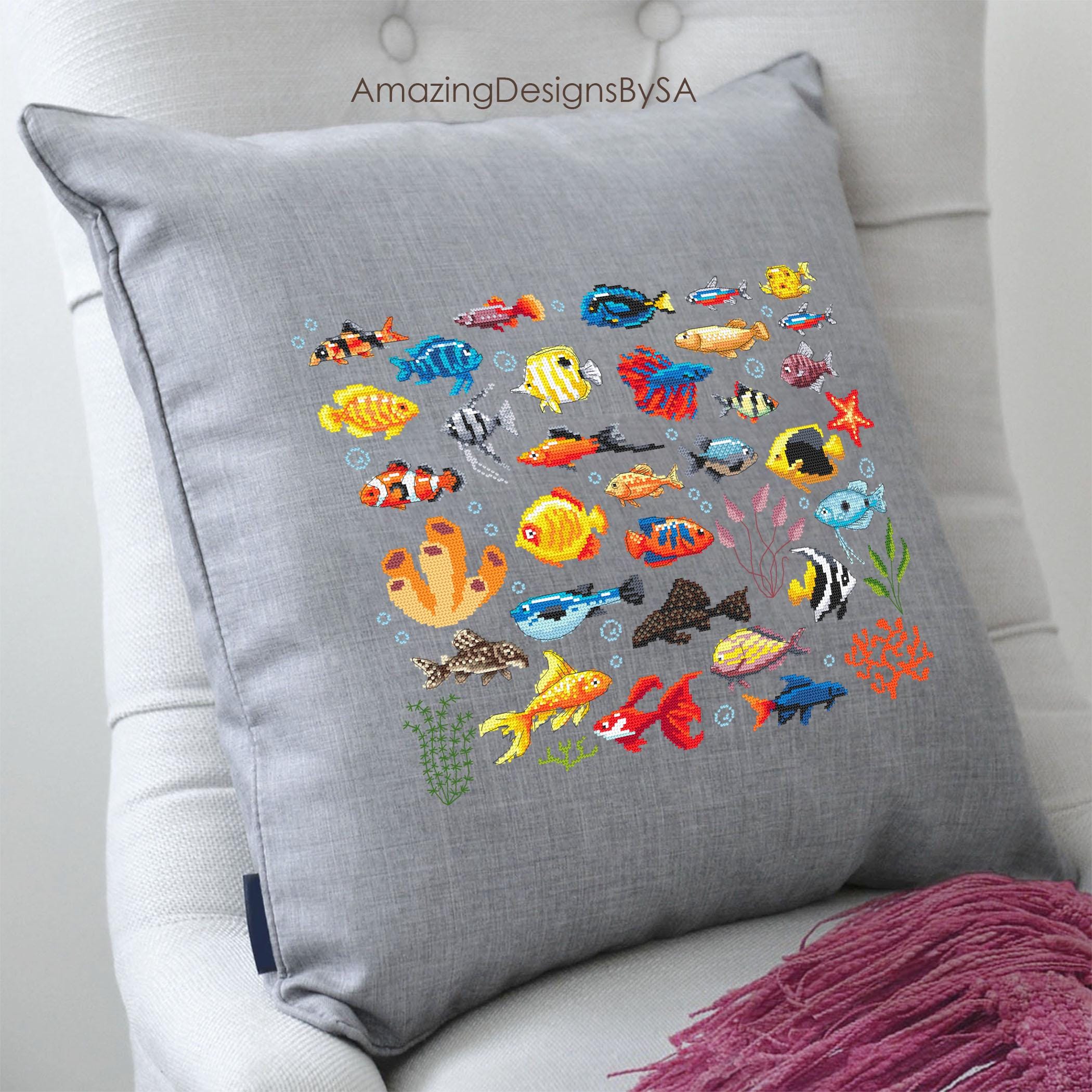Aquarium Fish Cross Stitch Pattern PDF Download Fishes Sampler Cross ...