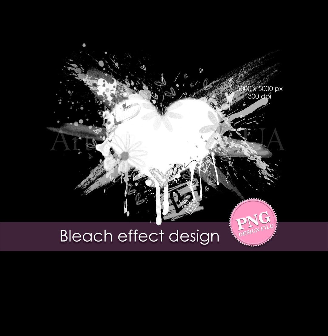 Bleach Heart Watercolor Effect Design Sublimation Mockup PNG ...