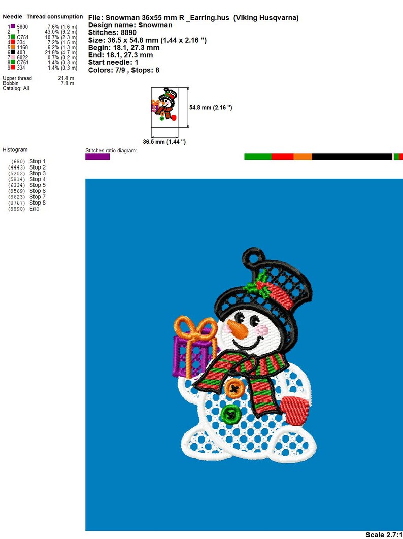 FSL Christmas Snowman Earrings Machine Embroidery Design Download, Free ...