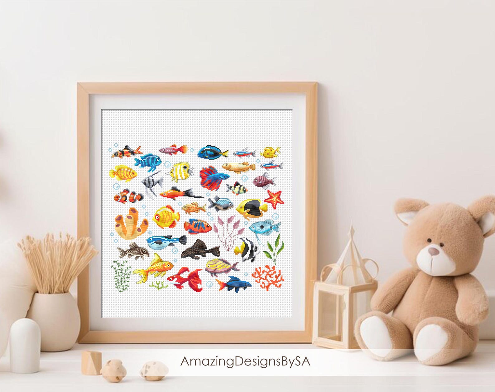 Aquarium Fish Cross Stitch Pattern PDF Download Fishes Sampler Cross ...