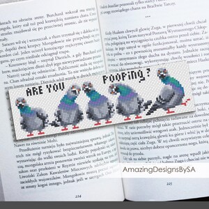 Funny Pigeon Bookmark Cross Stitch Pattern PDF Download Mini Pigeons ...