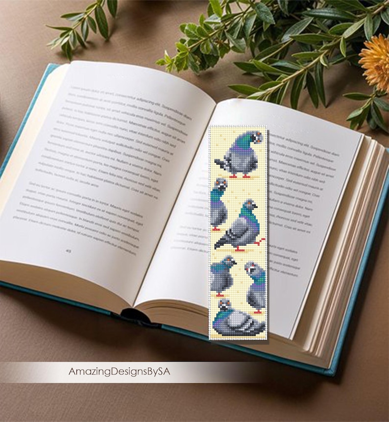 Funny Pigeon Bookmark Cross Stitch Pattern PDF Download Small Pigeons ...