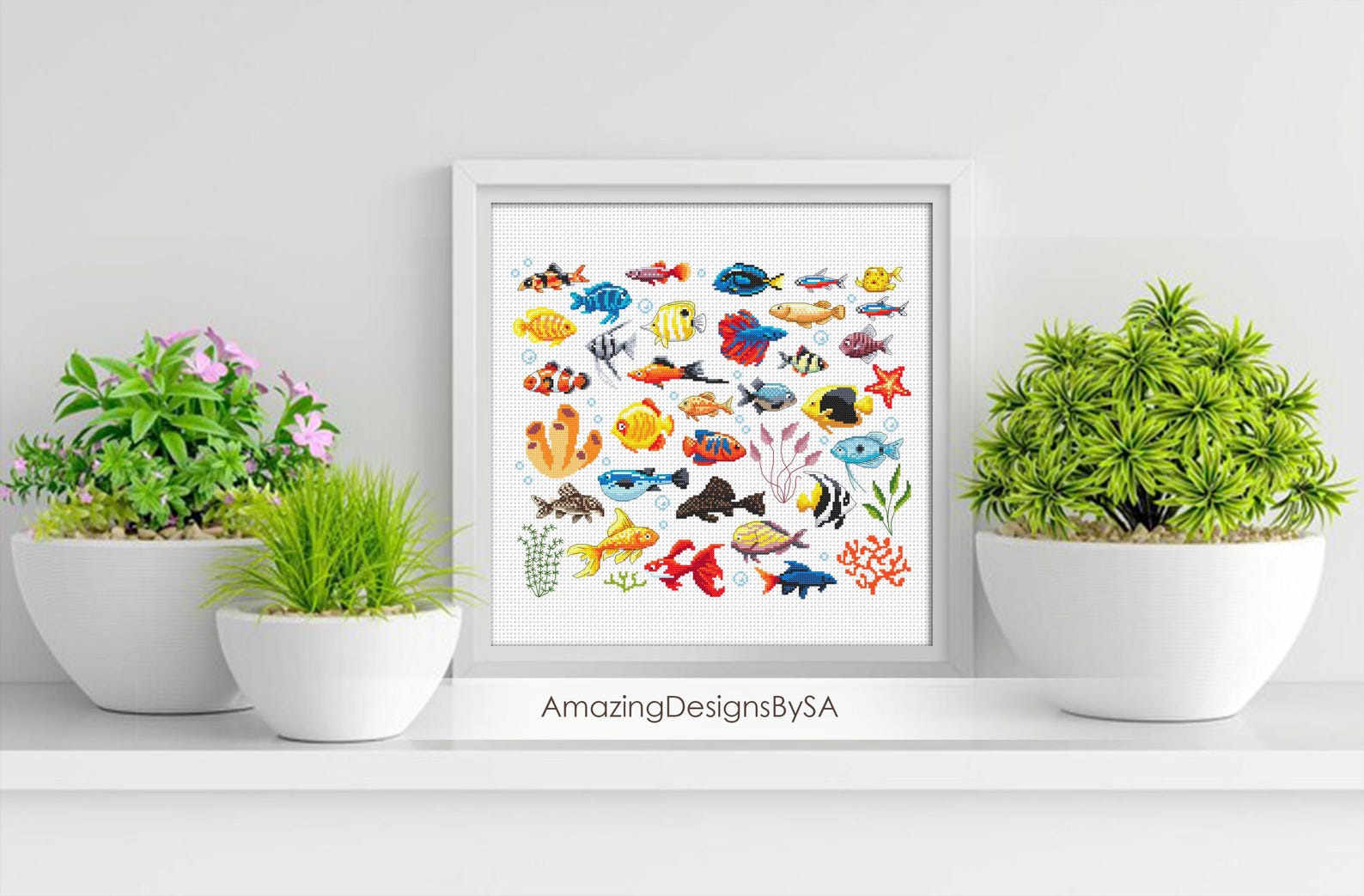 Aquarium Fish Cross Stitch Pattern PDF Download Fishes Sampler Cross ...