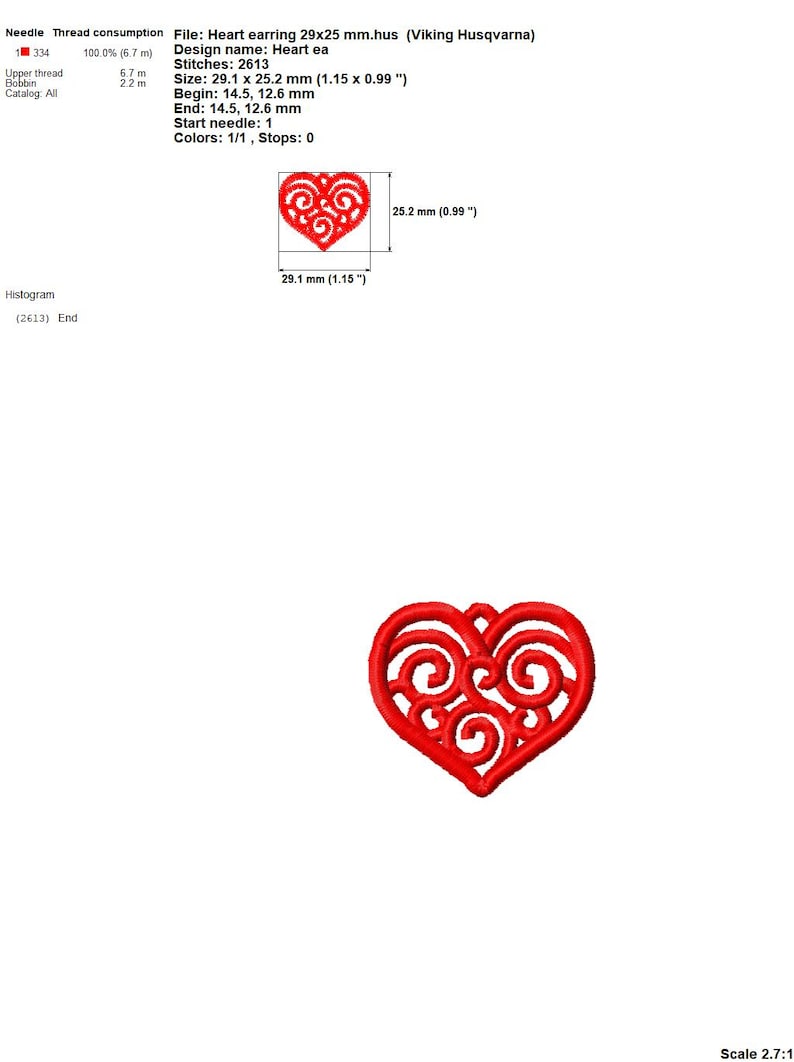 FSL Heart Earrings Machine Embroidery Design Download, Free Standing ...