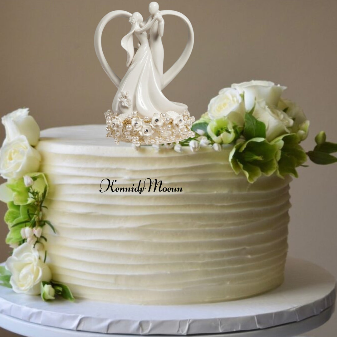 Vintage Cake Topper With Rose Pearl and Heart - Etsy