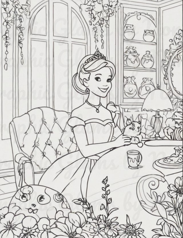 Printable Princess Tea Party Coloring Pages Part 2 - Etsy