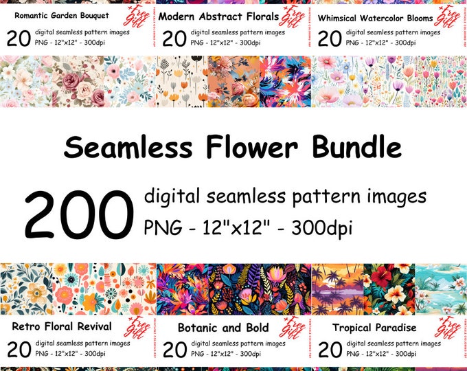 10 Watercolor Floral Seamless Pattern, Watercolor Floral Paper, Flowers ...
